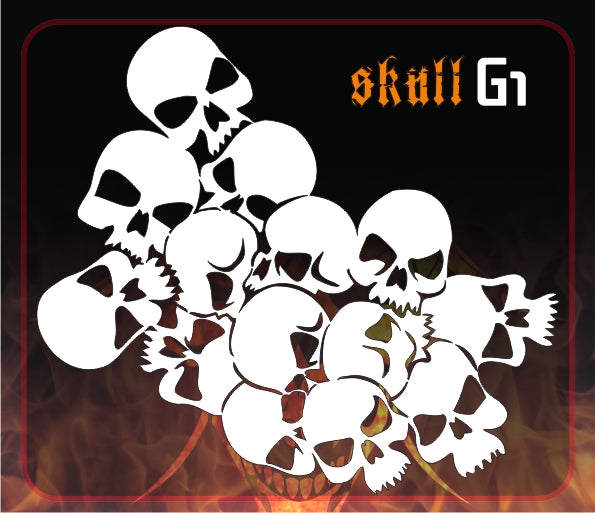 'Skull Cluster' Euro-Pro Airbrush Stencil - Skull Group 1 — Midwest ...