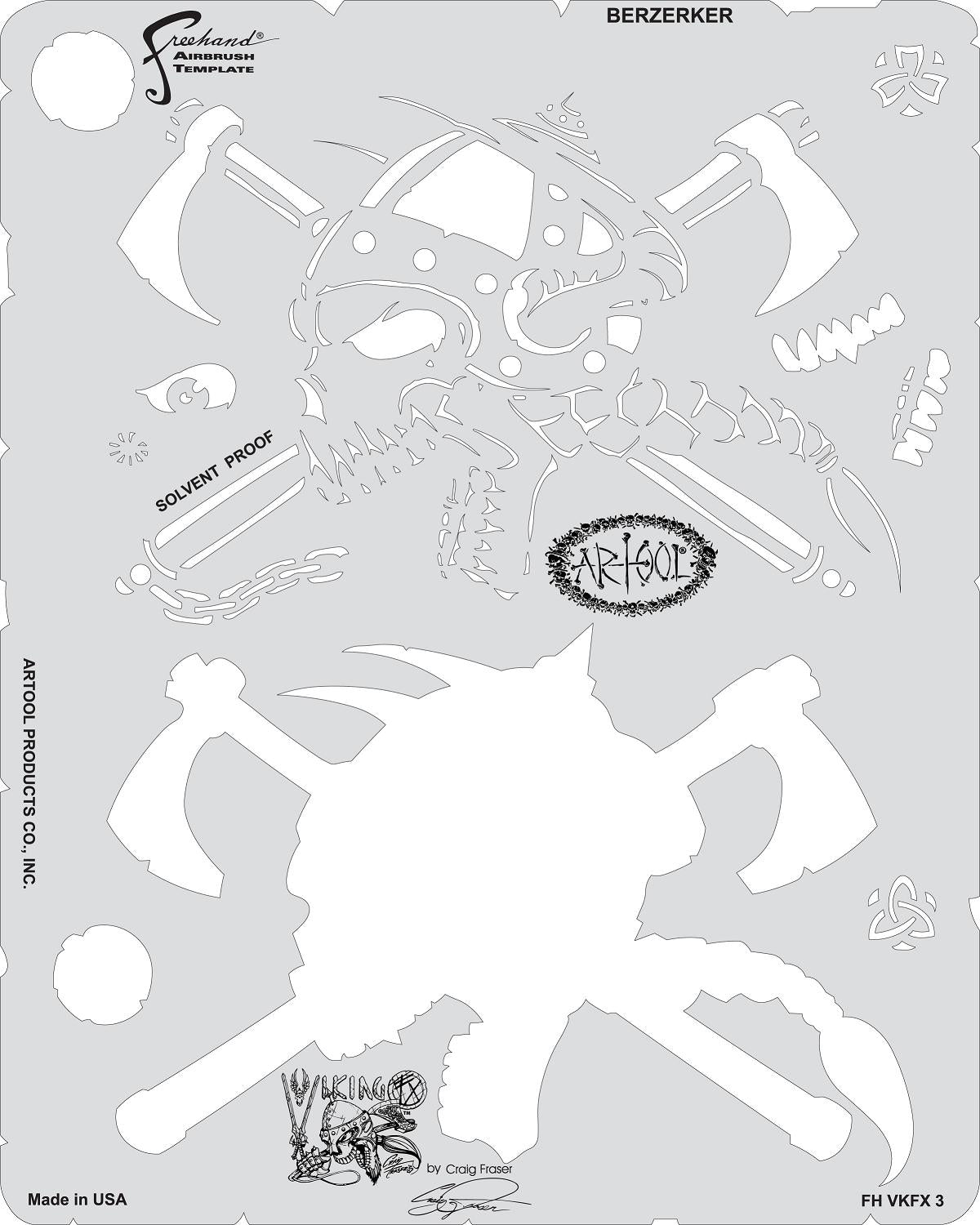 Artool BERSERKER FH VKFX 3 Viking FX Stencil — Midwest Airbrush Supply Co