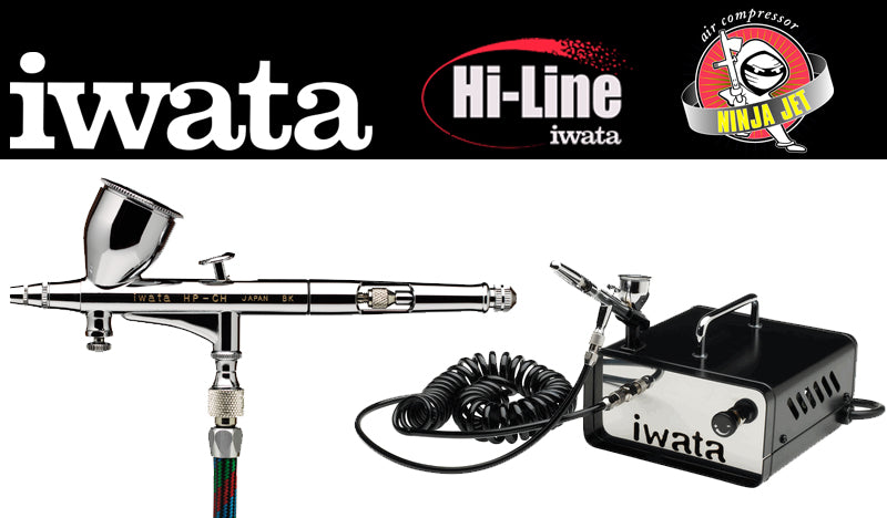 Iwata Hi-Line HP-BH Airbrushing System with Ninja Jet Air Compressor ...